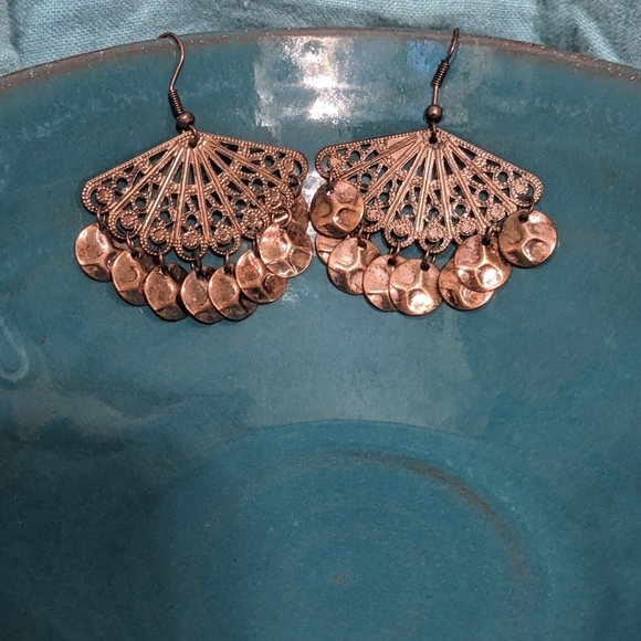 Source Unknown | Jewelry | Nwt Fan Fringe Bronze Earrings | Poshmark